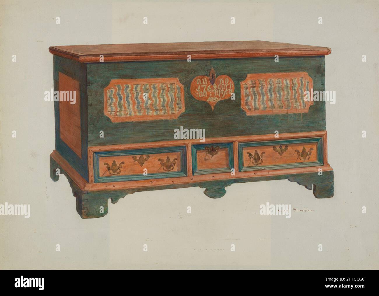 Pa. German Chest, c. 1940. (Note: dated 1769 Stock Photo - Alamy