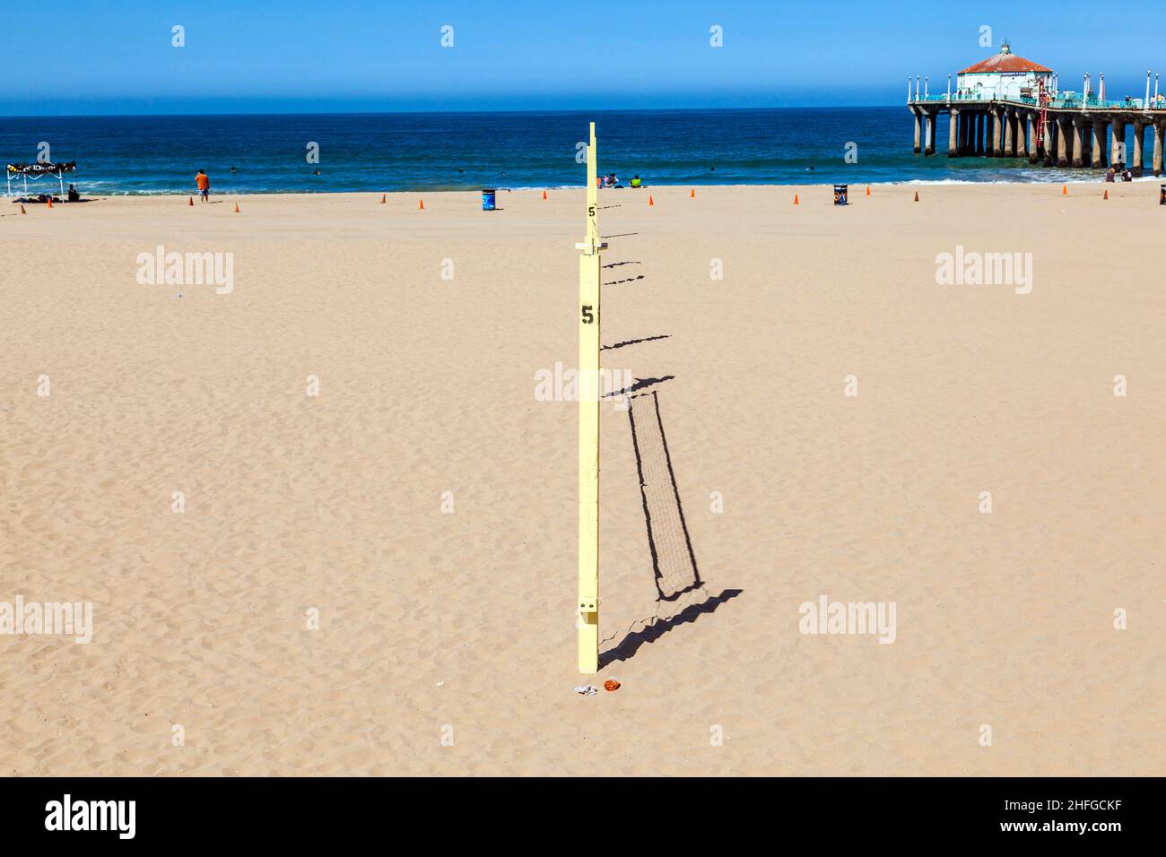 volleyball field at the beach with the pier in background Stock Photo ...
