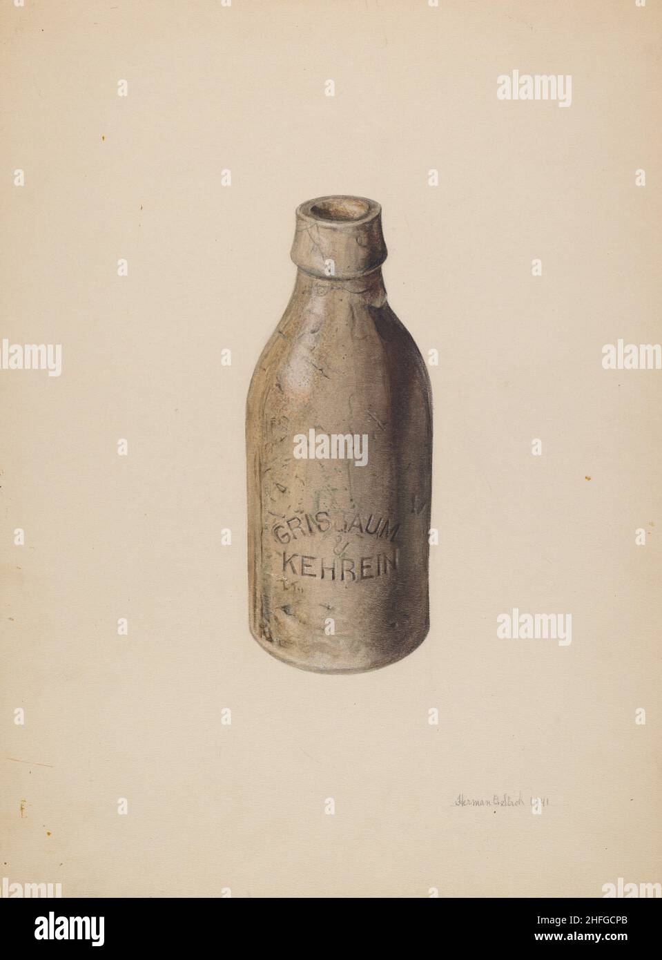 Stoneware Beer Bottle, 1941. (note, Grisbaum & Kehrein on the bottle ...