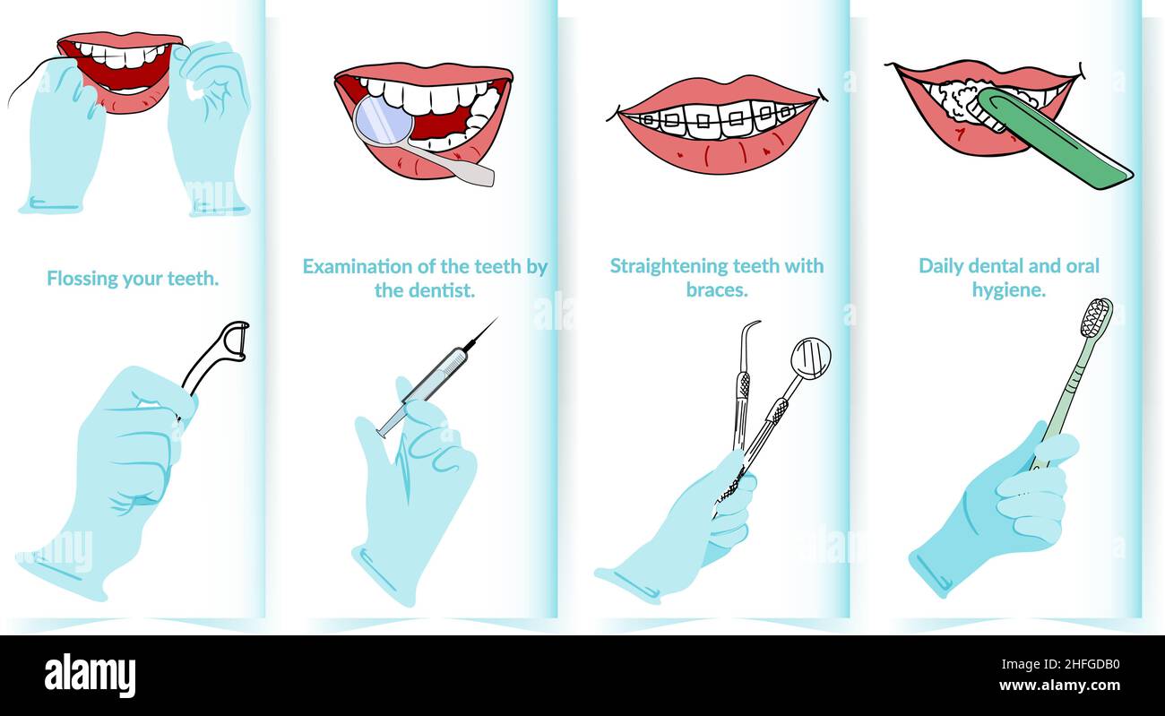 Vector set of different professional cards for dentists. Information on ...