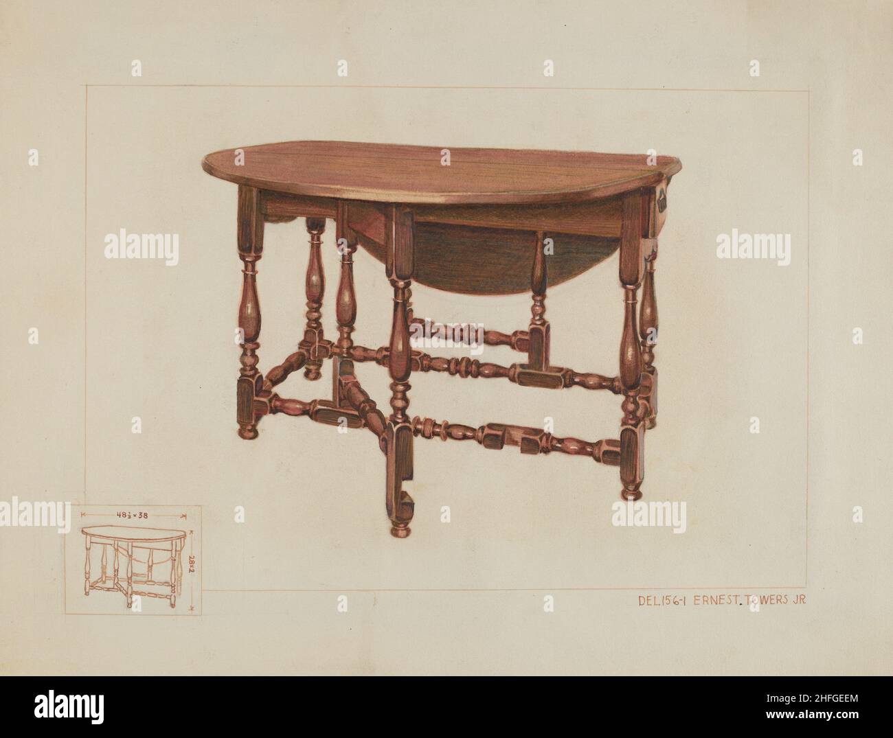 Eight Leg Table with Drawer, c. 1936 Stock Photo - Alamy