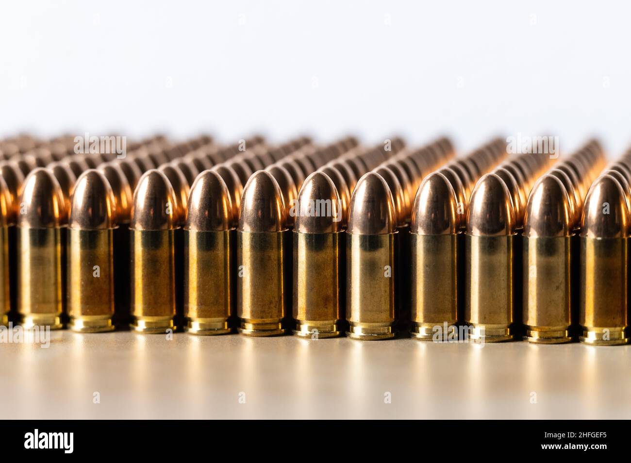 Rottweil, Germany. 15th Jan, 2022. 9mm cartridges lined up on a table ...