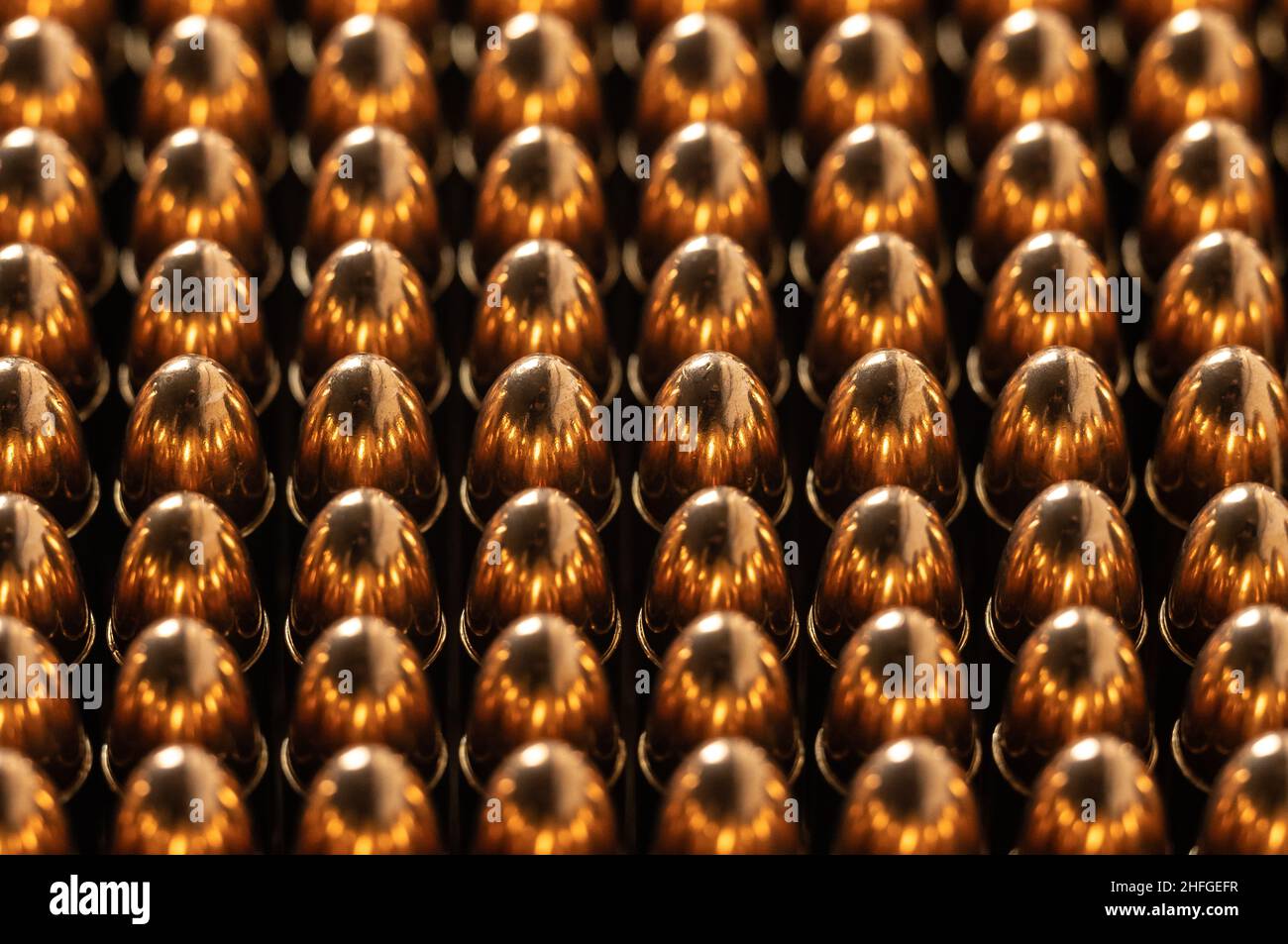 Rottweil, Germany. 15th Jan, 2022. 9mm cartridges lined up on a table ...