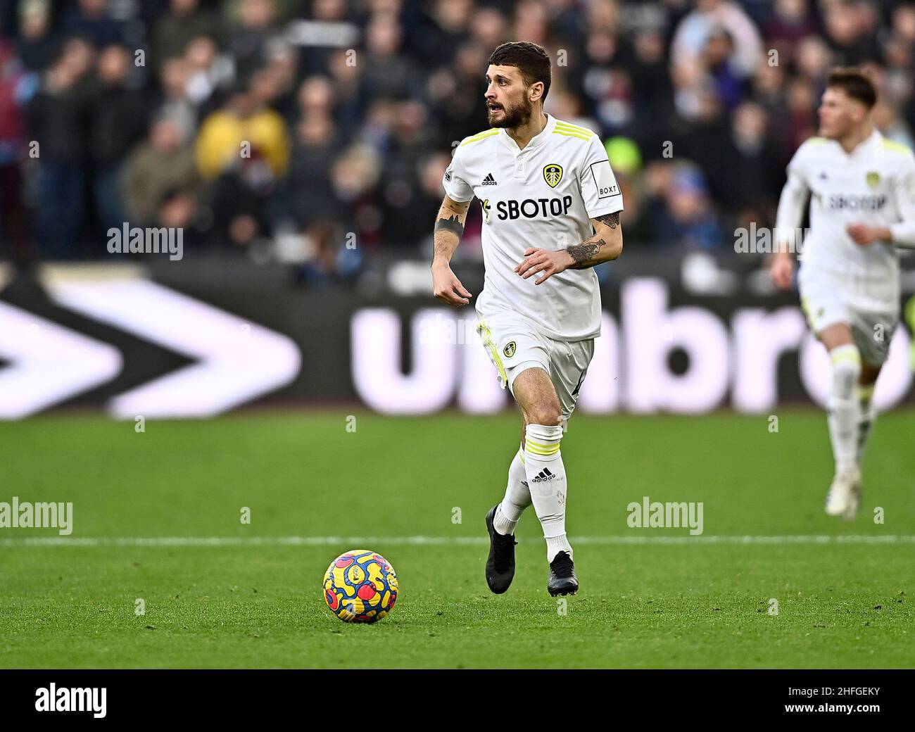 London, UK. 1st Jan, 2022. Mateusz Klich (Leeds) during the West Ham vs ...
