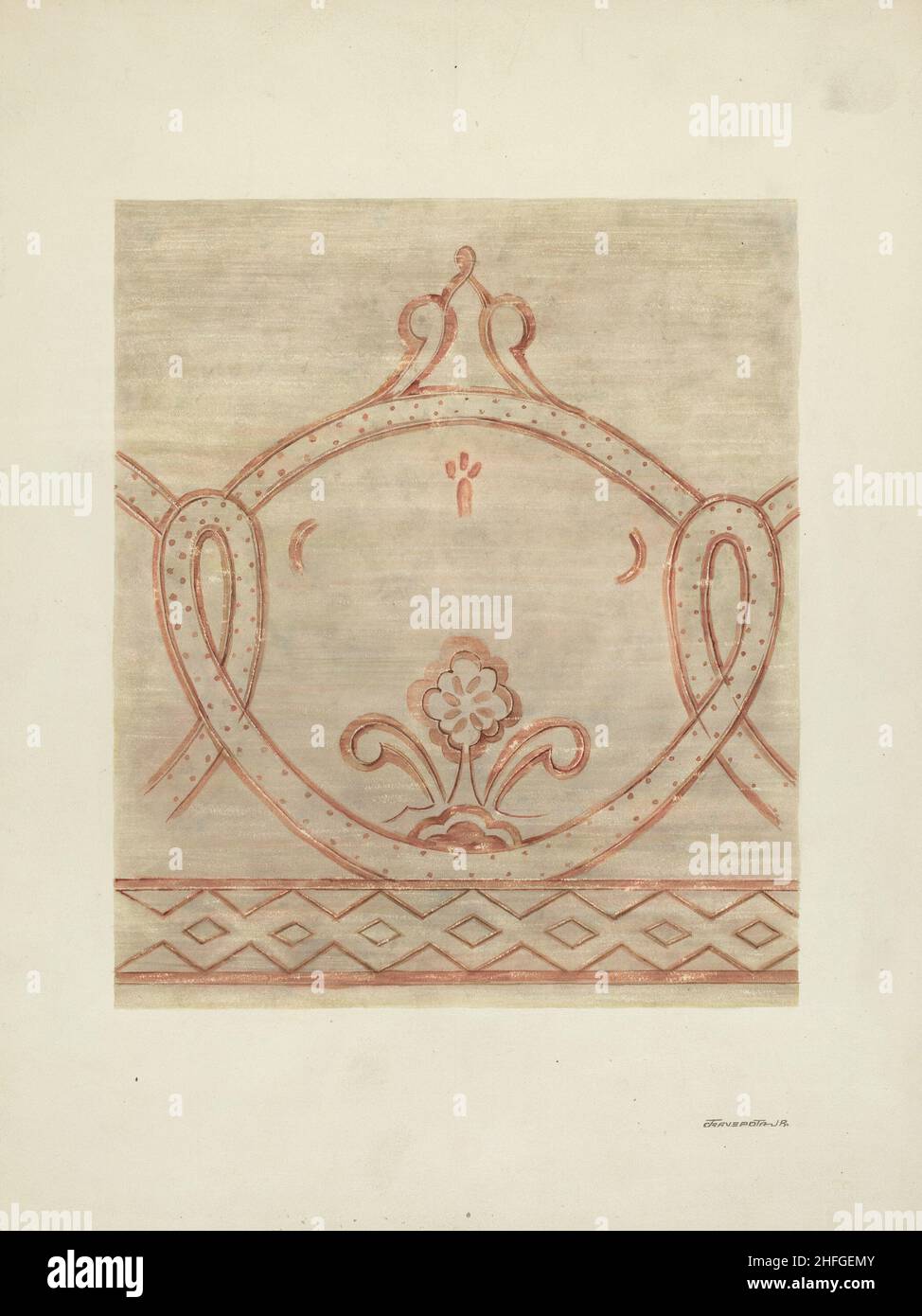 Wall Painting, Restoration Drawing from Reassembled Fragments, c. 1940 ...