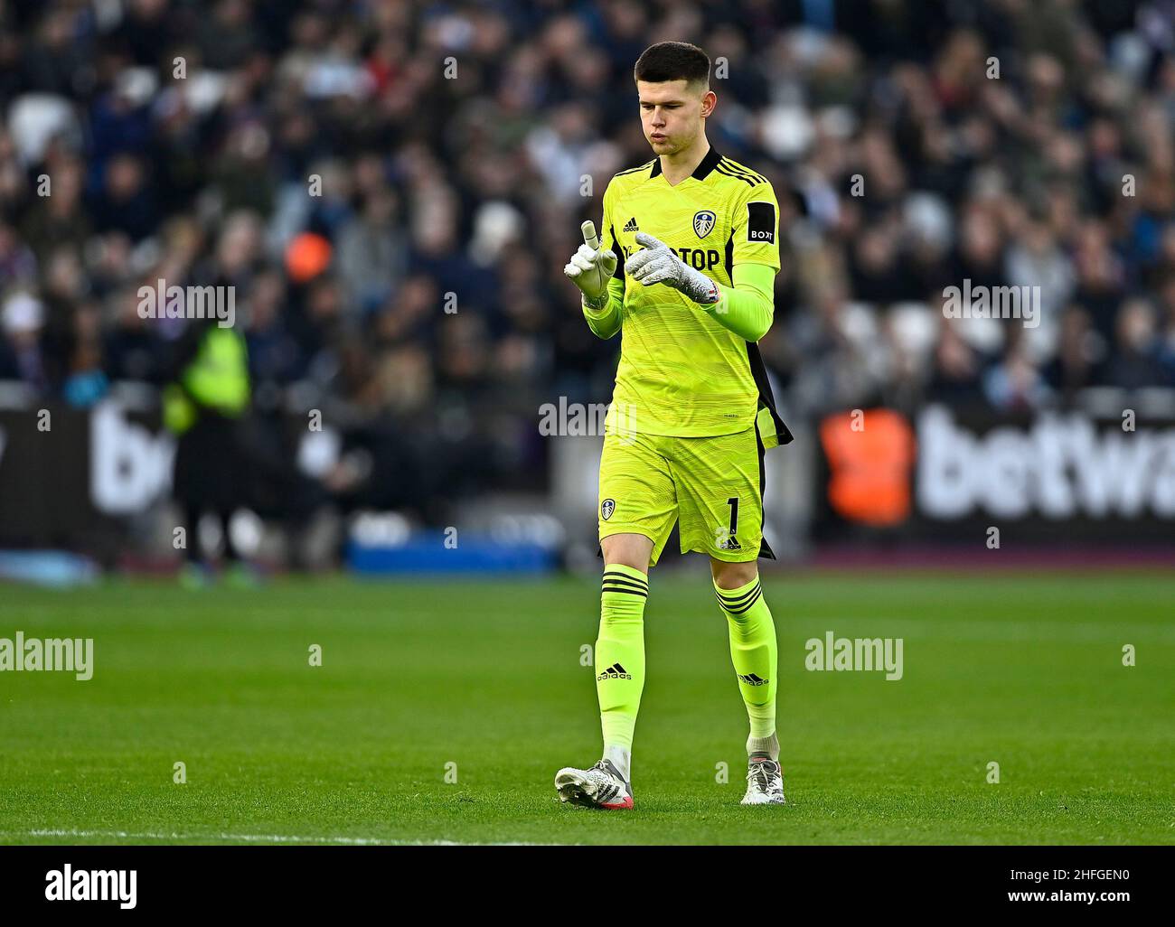 London, UK. 1st Jan, 2022. Illan Meslier (Leeds, goalkeeper) during the ...