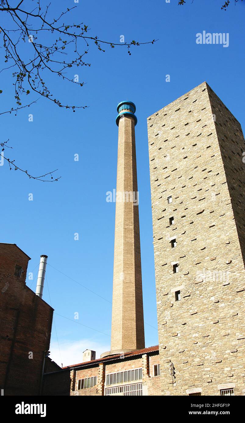 Chimney of an industrial warehouse in Barcelona, Catalunya, Spain ...