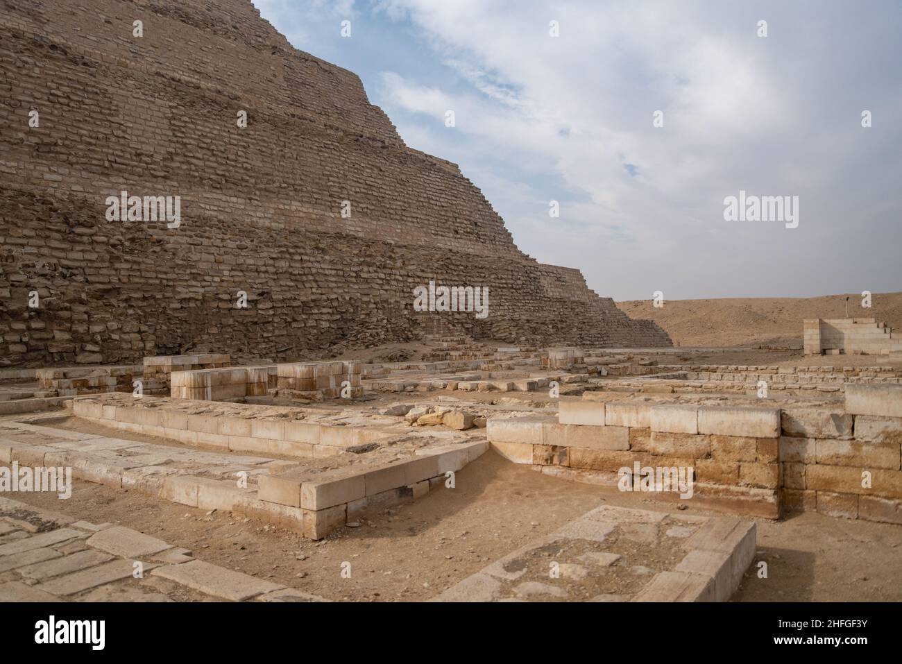 Temple around of Step pyramid of Djoser in Saqqara, an archeological ...