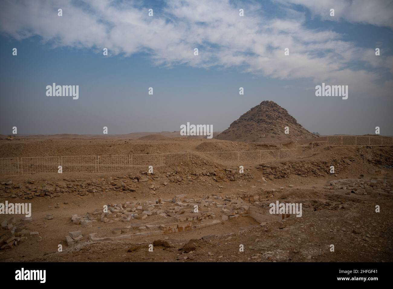 View to Userkaf pyramid from ruins near step pyramid of Djoser ...