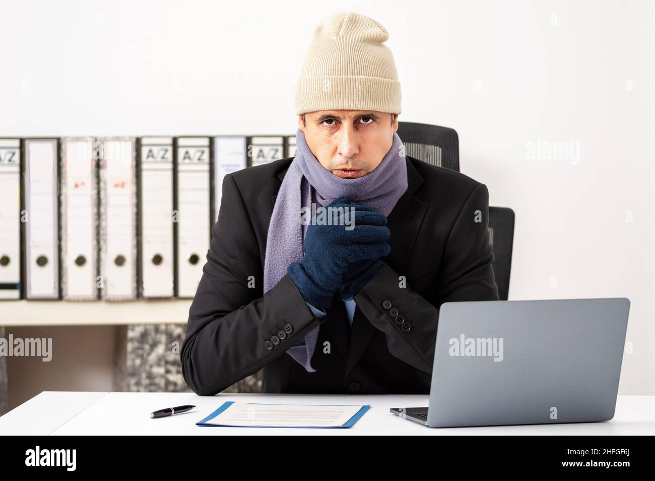 Portrait shot of a angry businessman having cold at office Stock Photo ...