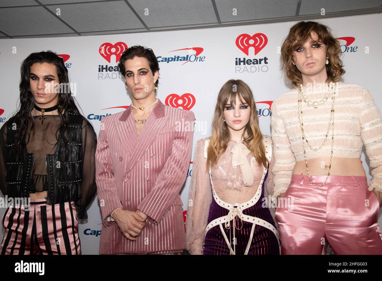 January 15, 2022, Inglewood, Caliofrnia, USA: (L-R) Ethan Torchio, Damiano David, Victoria De ...