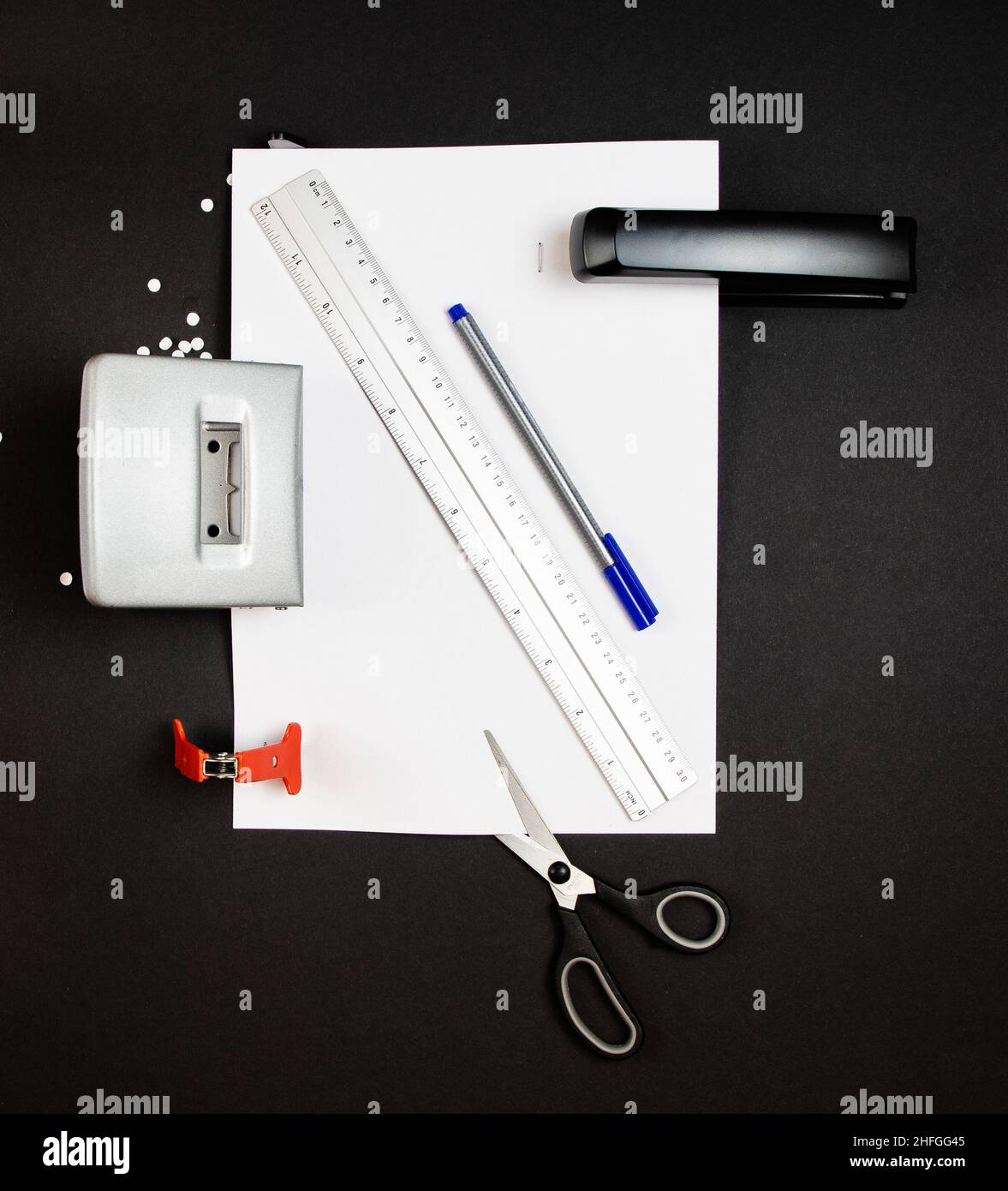 essential office and paper tools Stock Photo - Alamy