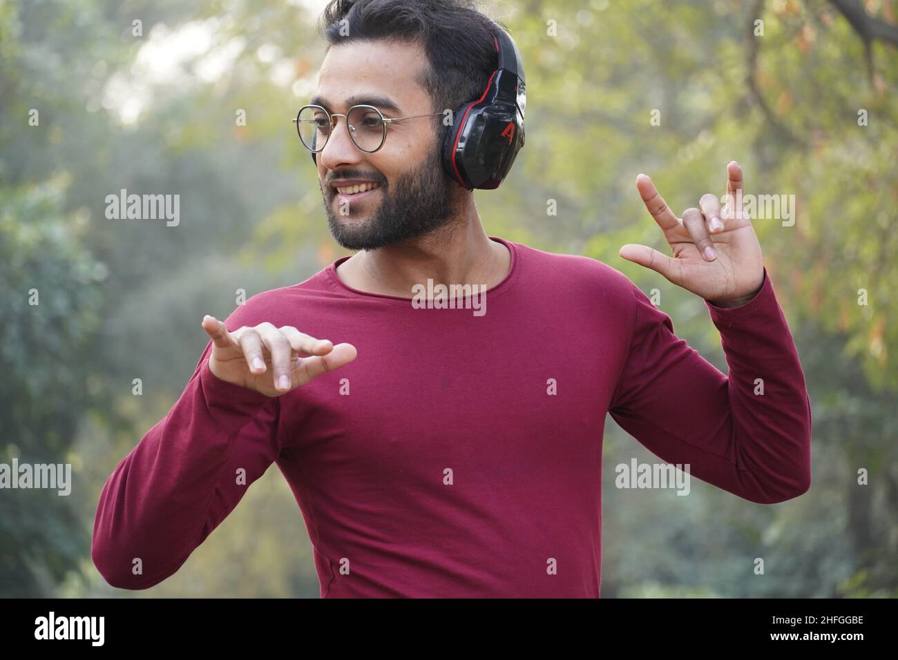 A smart boy listening a song Stock Photo - Alamy
