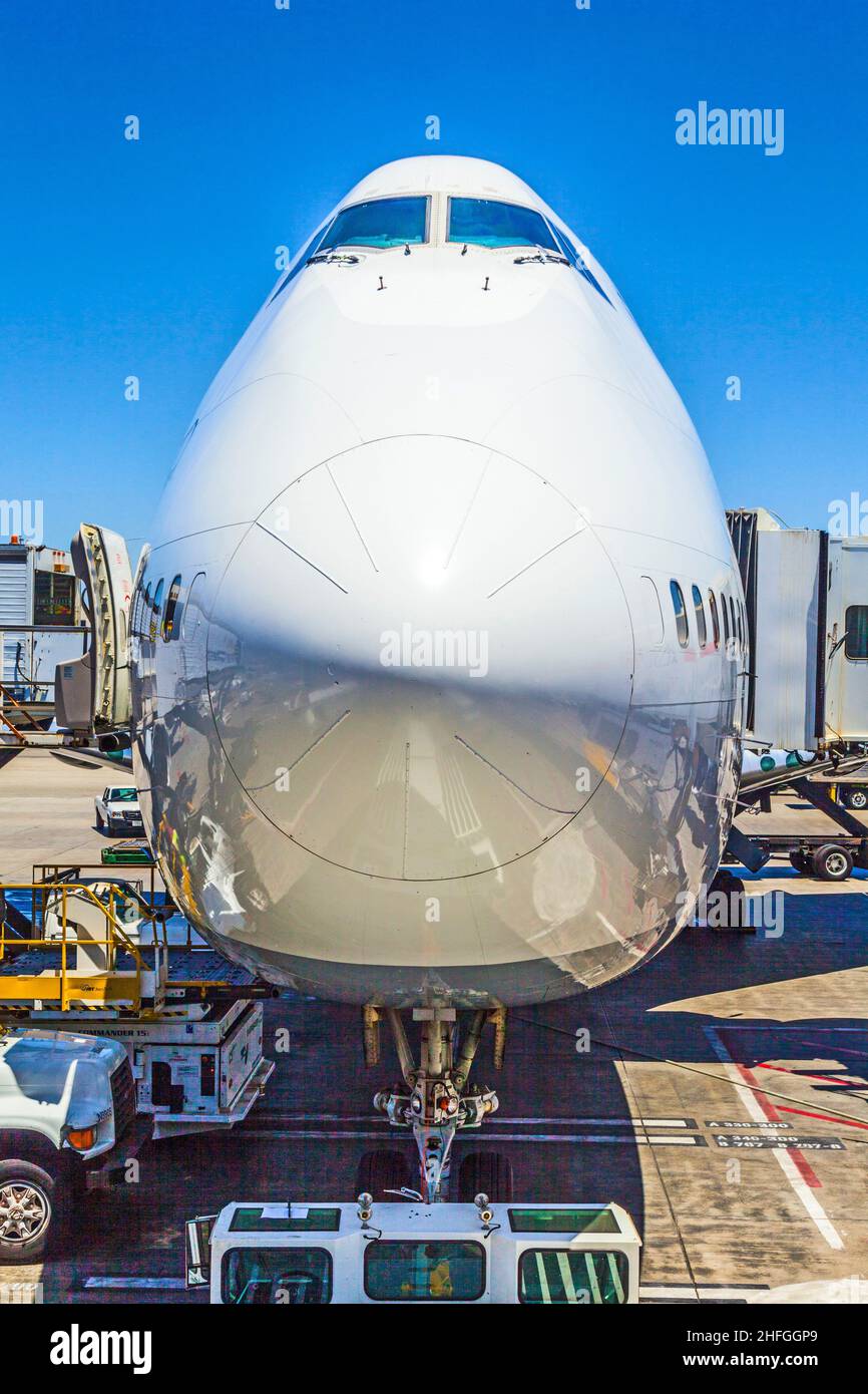 aircraft parks at gate position Stock Photo - Alamy