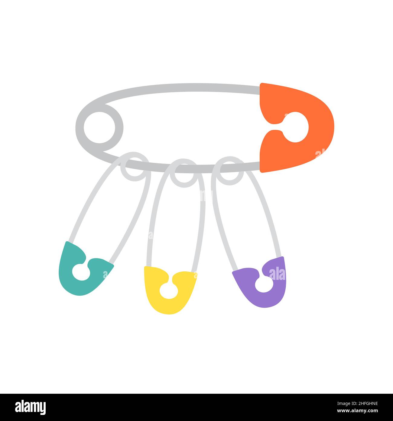 Pins for sewing on white background. Cartoon flat style. Vector ...