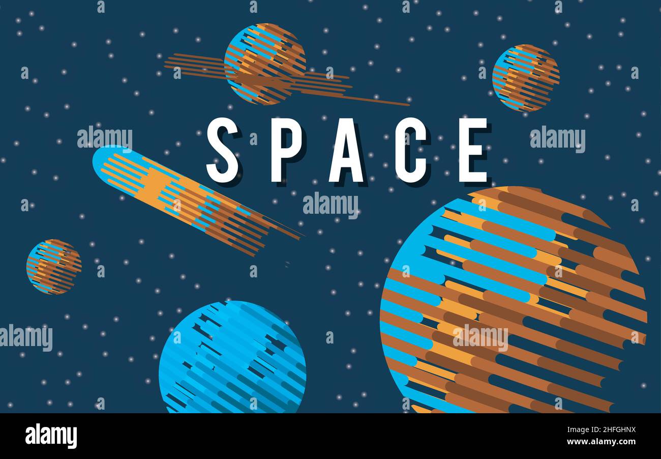 Space flat background with planets and stars. Science and stars Stock ...