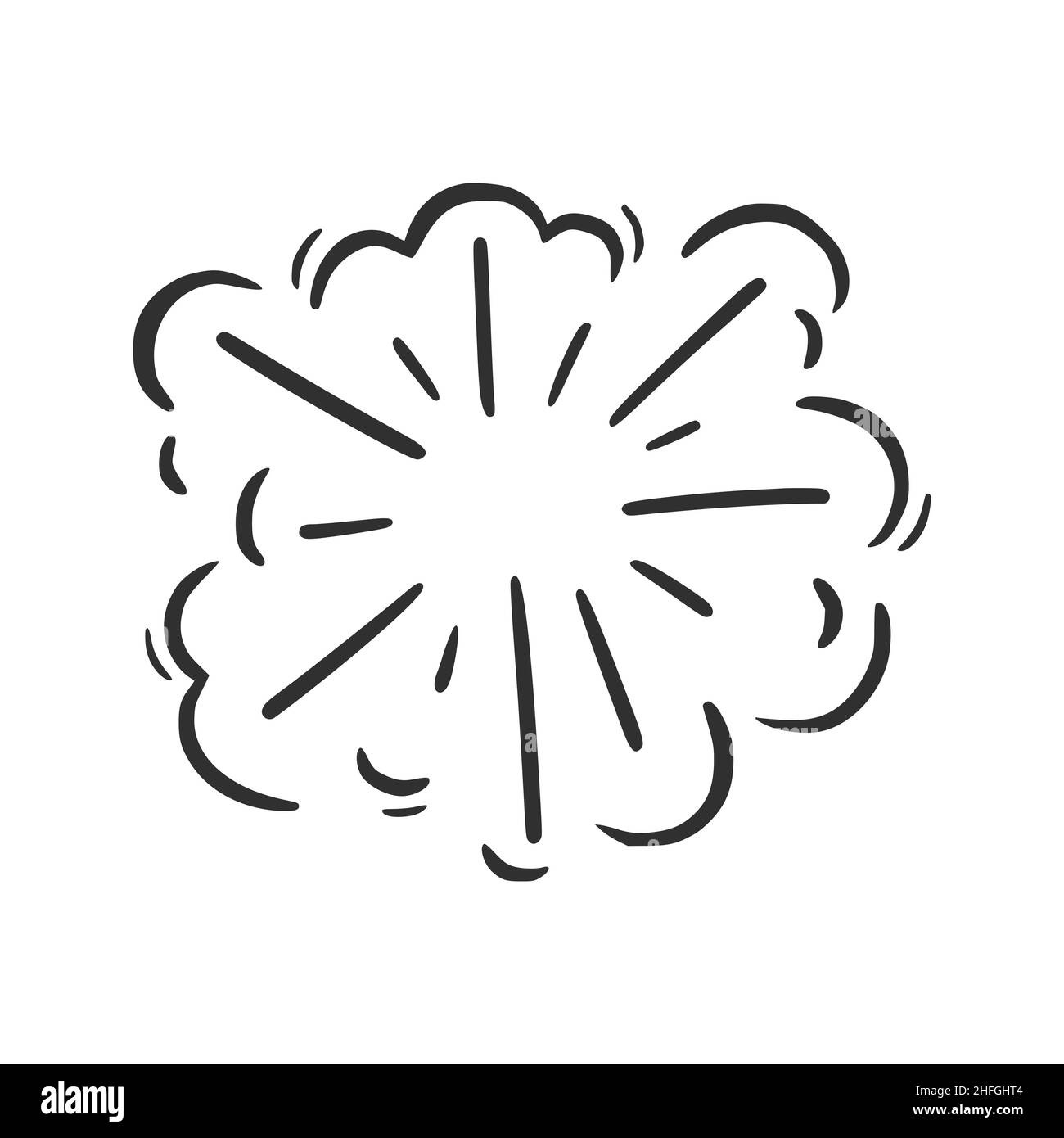Hand drawn explosion cloud, splash smoke element. Comic doodle sketch ...