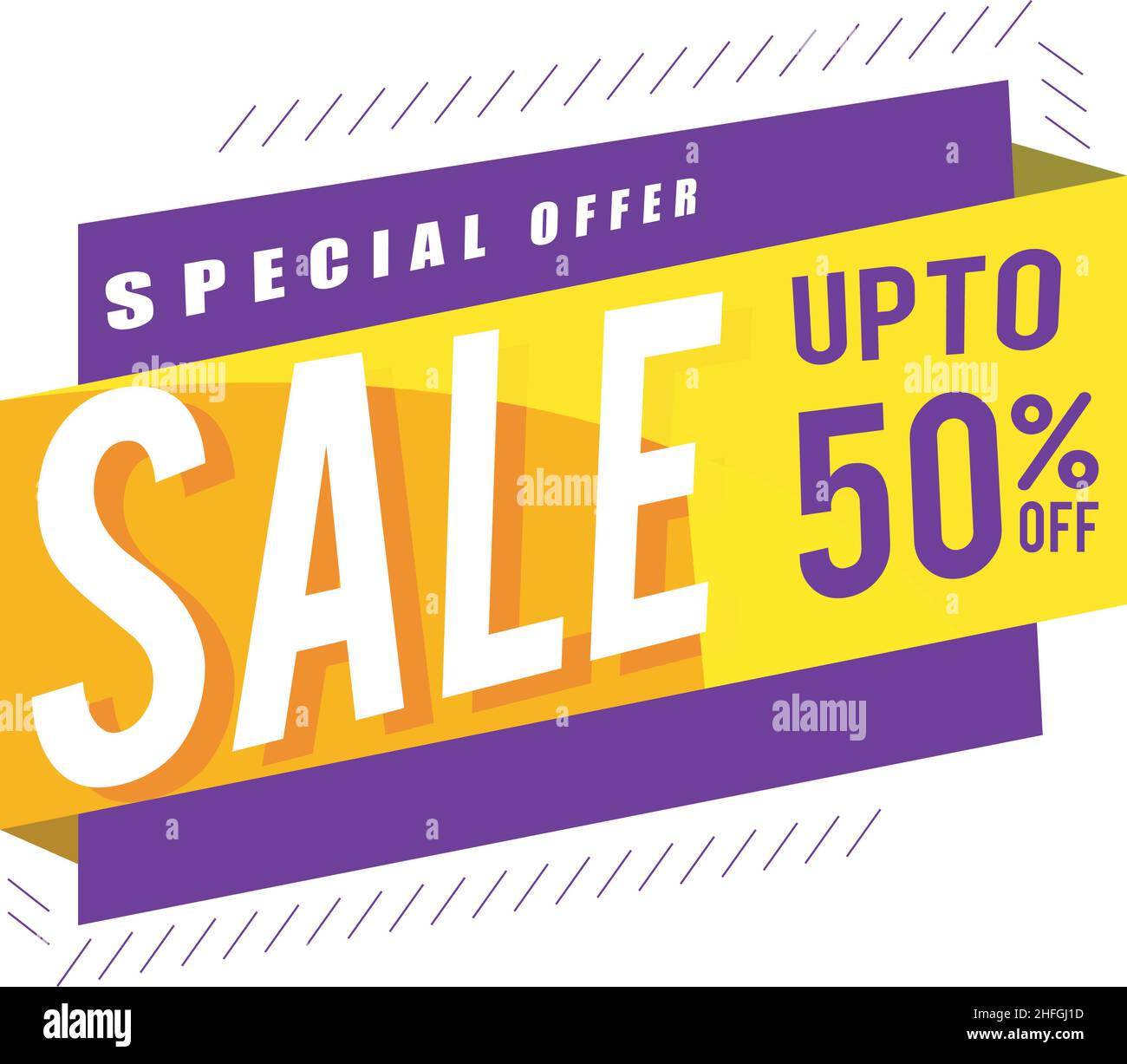sale banner geometric -50 with yellow purple colors special offer sales ...