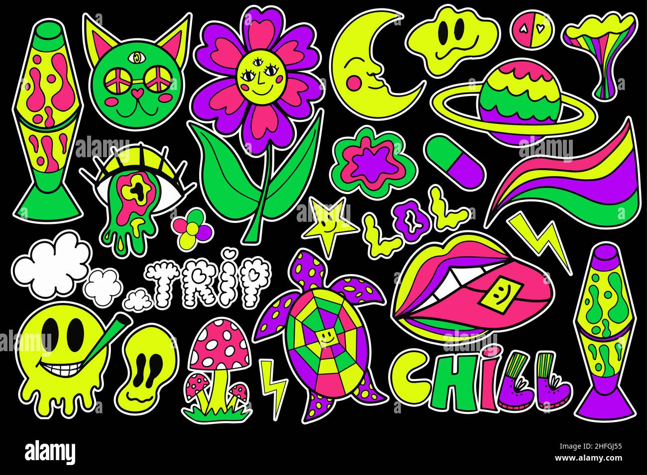 Funky hippy stickers hi-res stock photography and images - Alamy