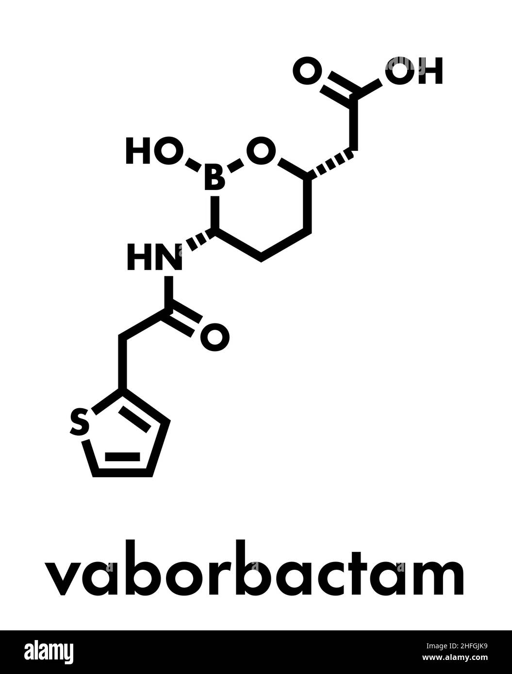 Vaborbactam drug molecule. Beta-lactamase inhibitor co-administered ...