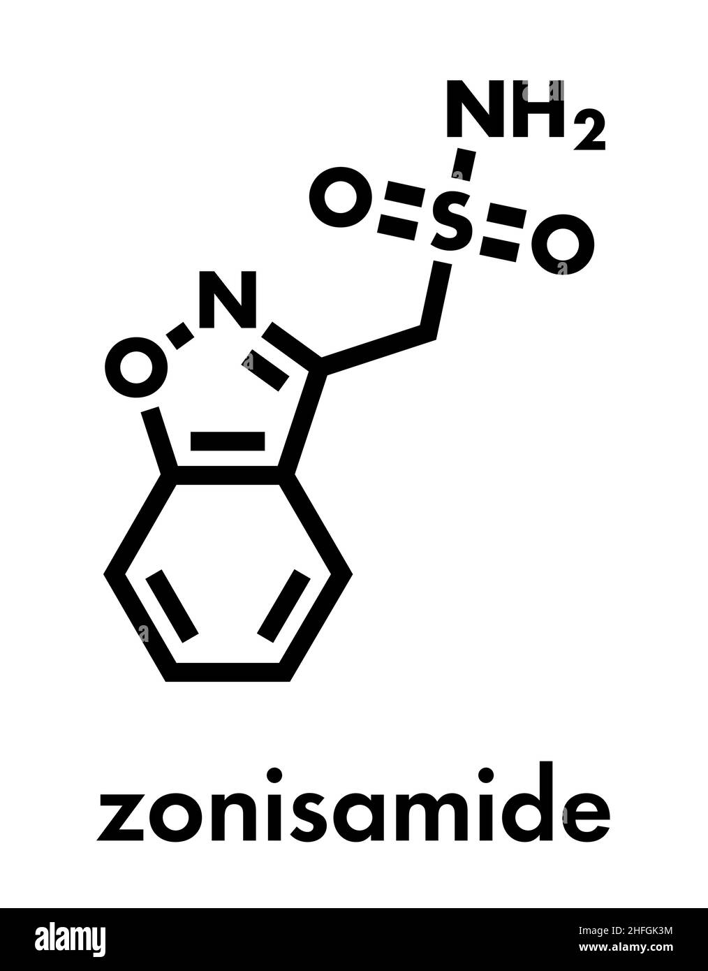 Zonisamide epilepsy drug molecule. Skeletal formula Stock Vector Image ...