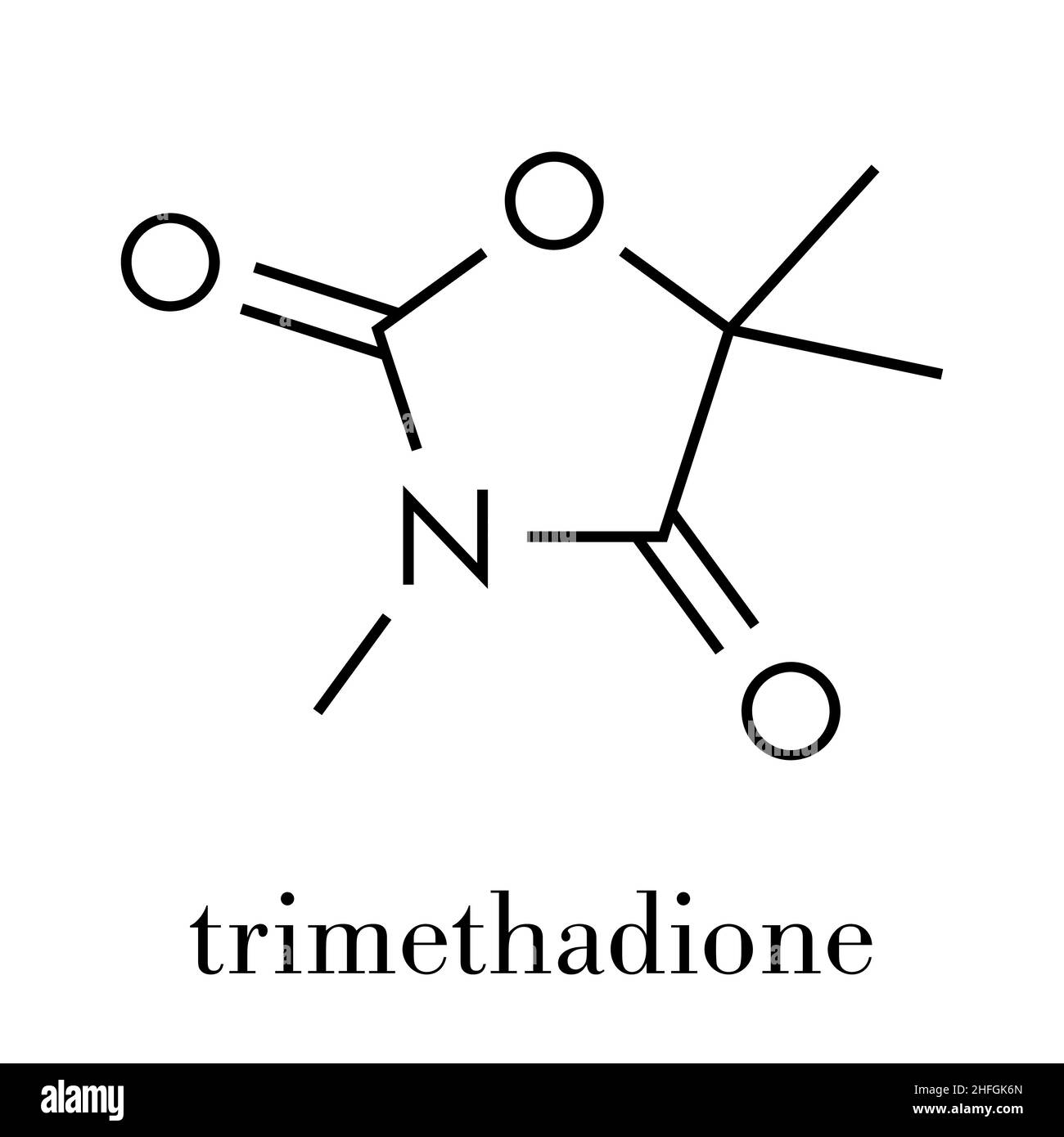 Trimethadione anticonvulsant drug molecule. Used in treatment of ...