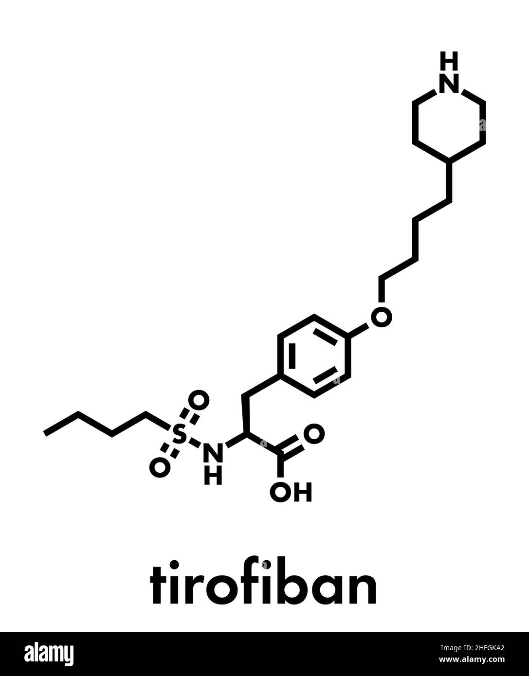 Tirofiban anticoagulant drug molecule. Skeletal formula Stock Vector ...