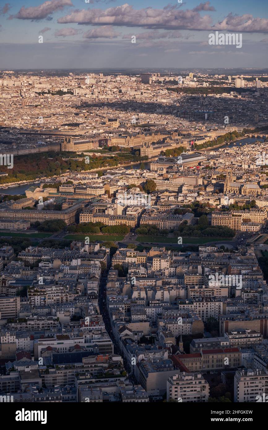 Panorama Aerial View - Skyline of Paris, France. A view from the top ...