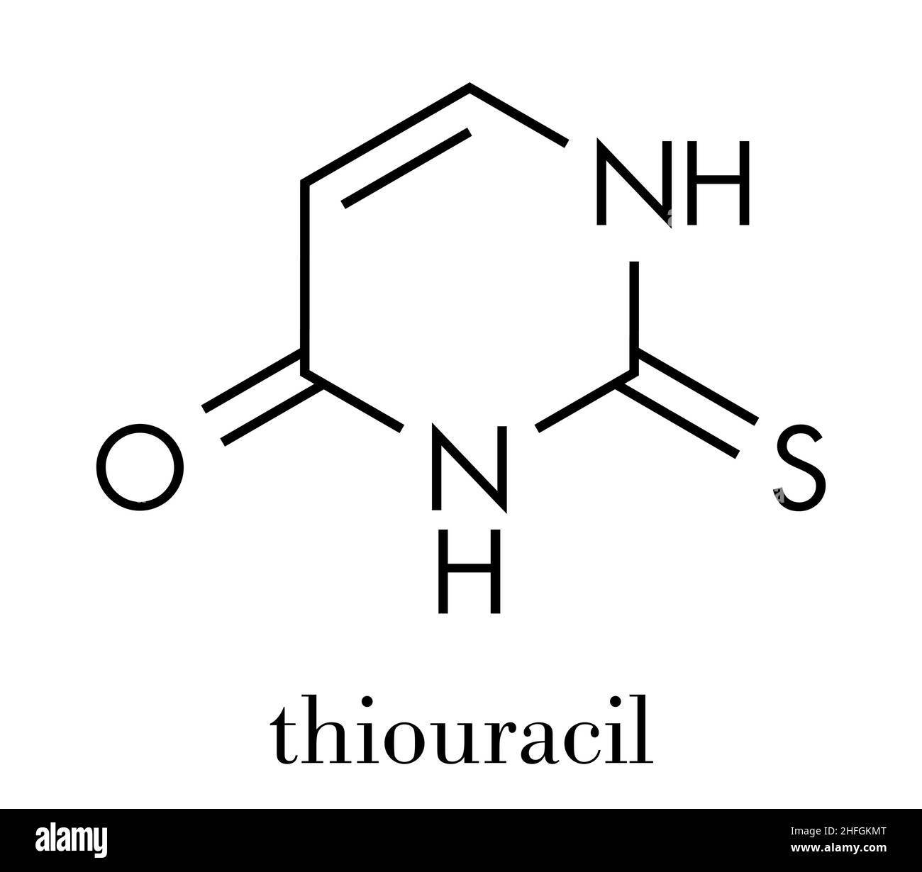Thiouracil drug molecule. Obsolete drug molecule, previously used in ...