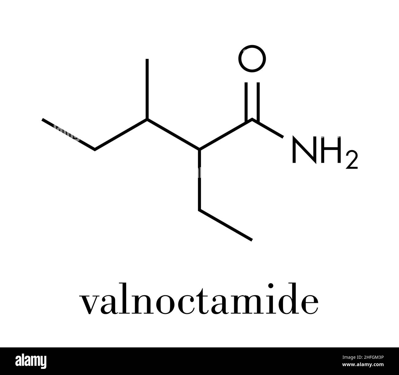 Valnoctamide sedative drug molecule. Skeletal formula Stock Vector ...