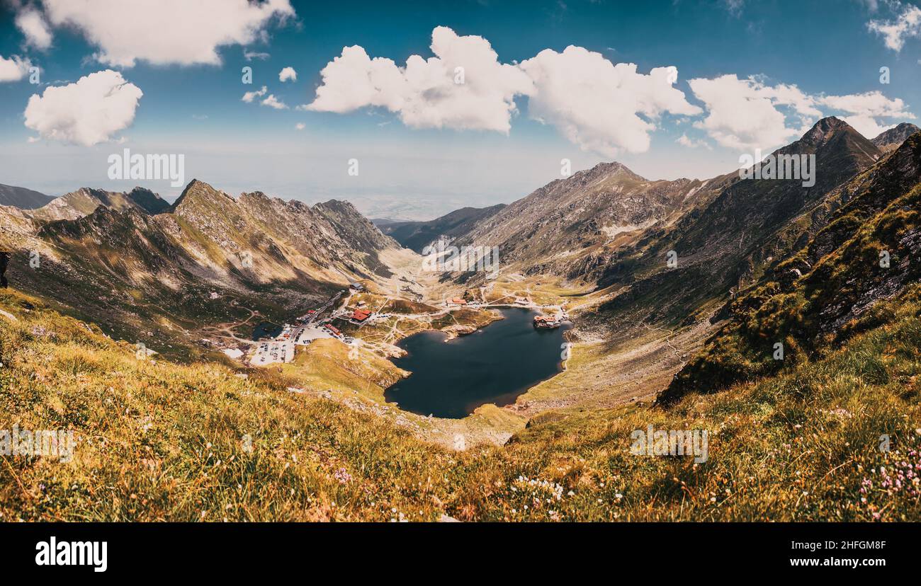 top view of Balea lake, Fagaras mountains, Romania Stock Photo - Alamy