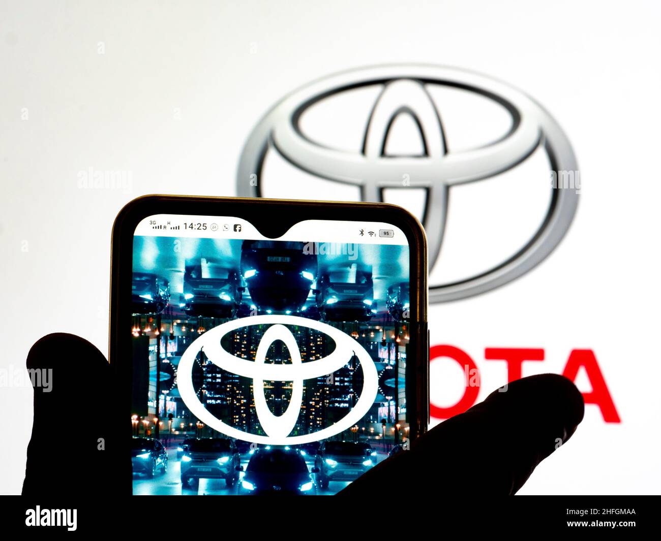 In this photo illustration, the Toyota Motor Corporation logo is seen ...