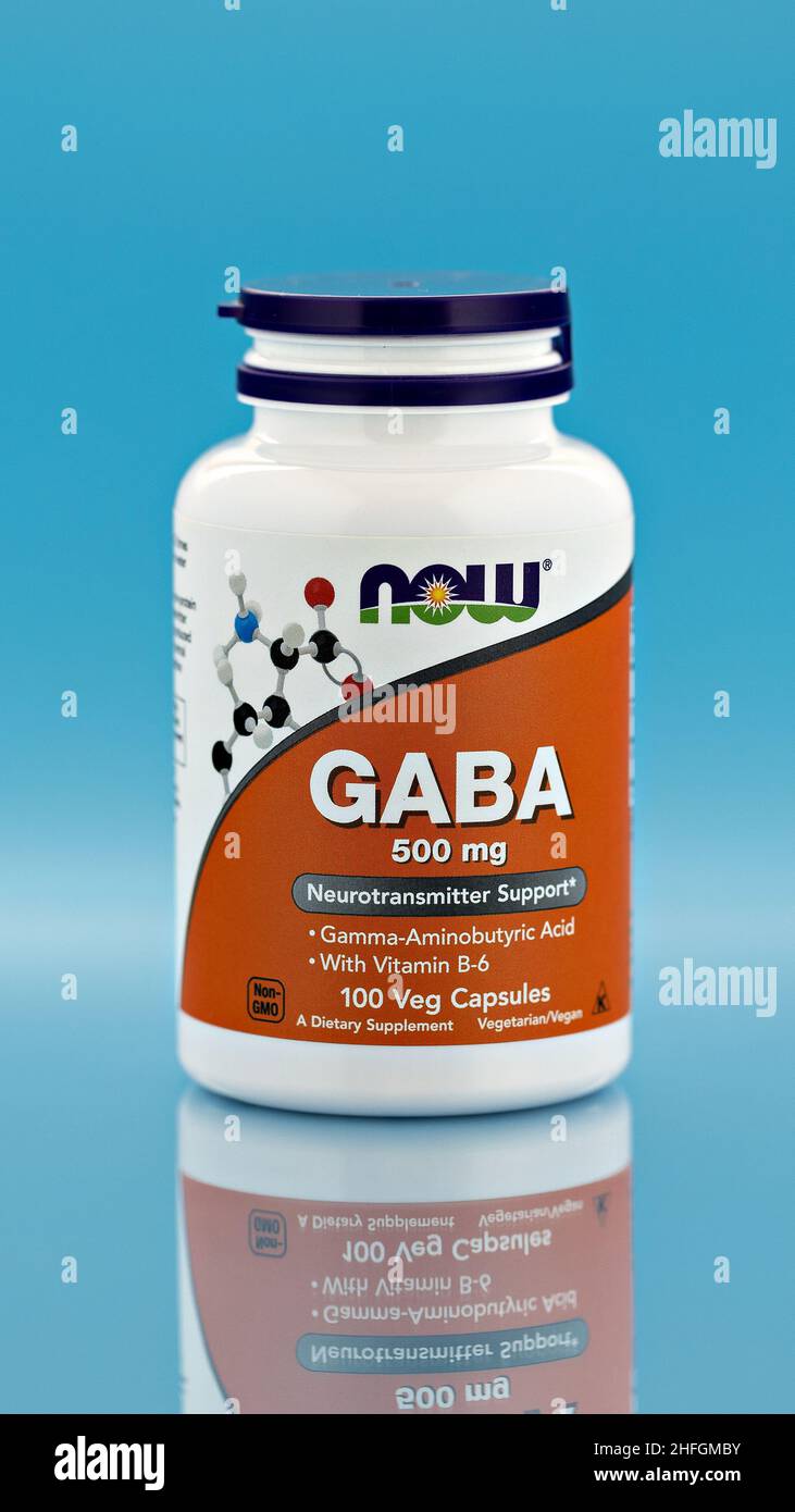 GABA capsules in the jar. dietary supplement editorial photo Stock ...