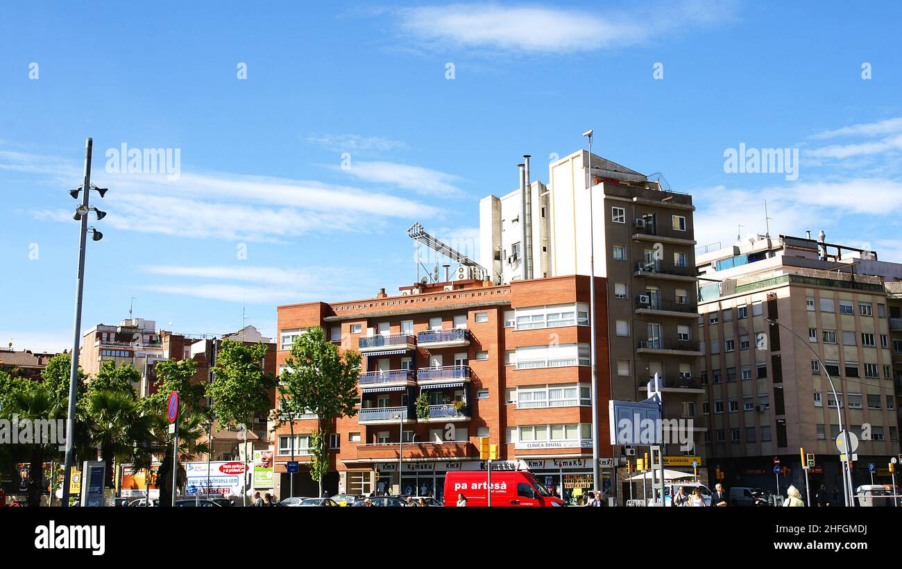 Strange chimneys or smoke outlet in some buildings in Barcelona ...