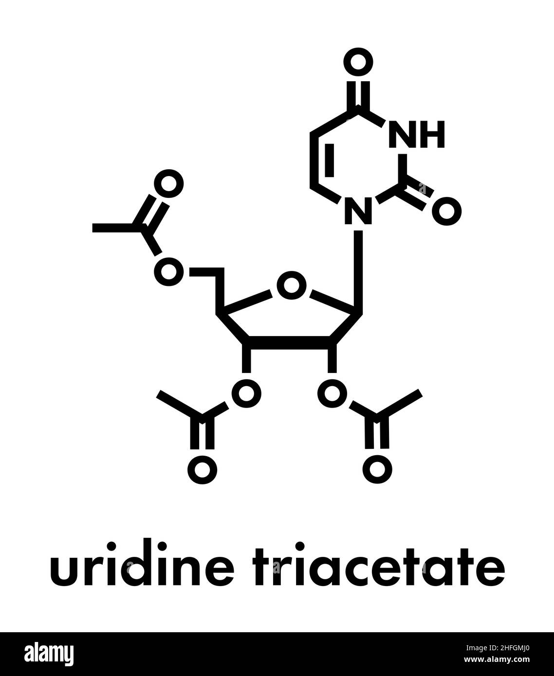 Uridine triacetate drug molecule. Used as antidote to treat ...