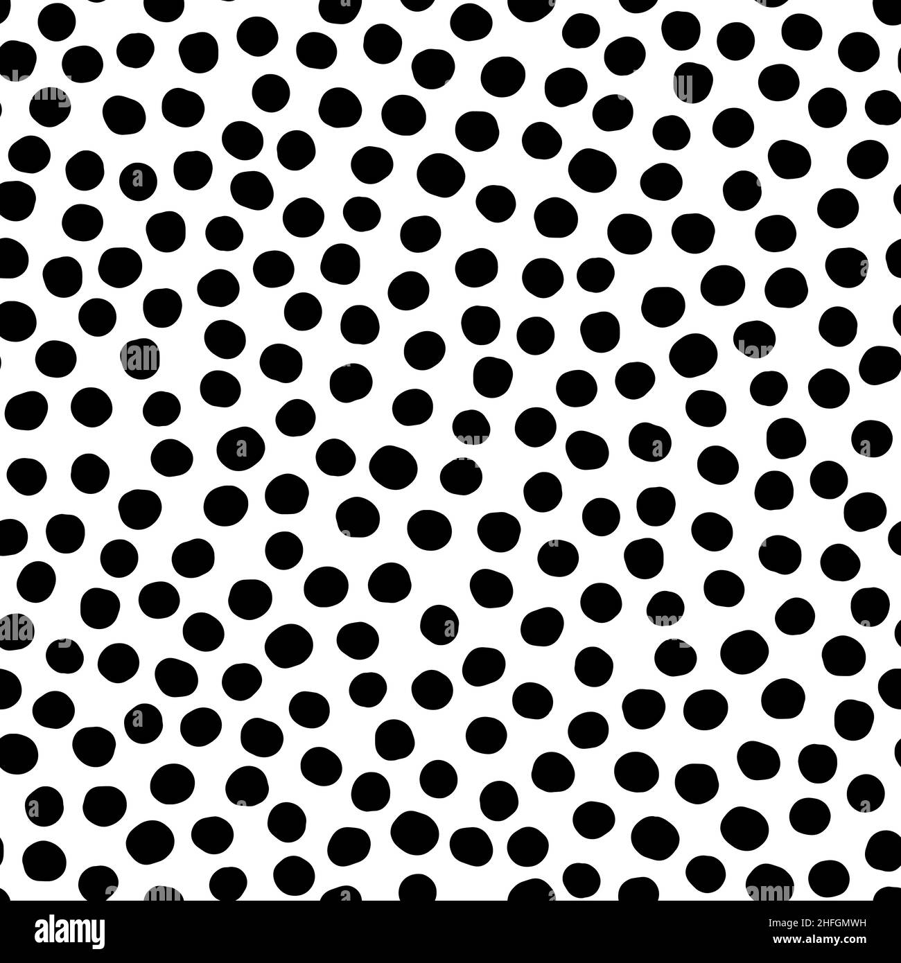 Seamless Neutral Polka Dots Pattern Black Hand Drawn Circles Isolated