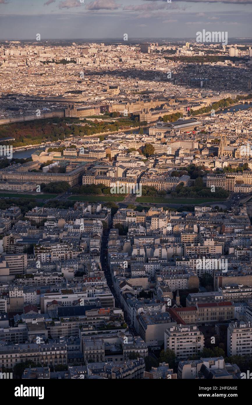 Panorama Aerial View - Skyline of Paris, France. A view from the top ...