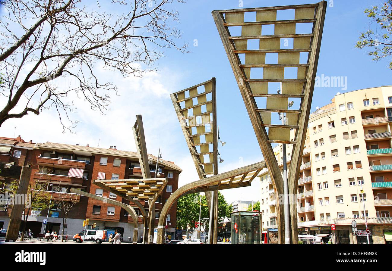 Ornamental structures in Virrey Amat square, Barcelona, Catalunya ...