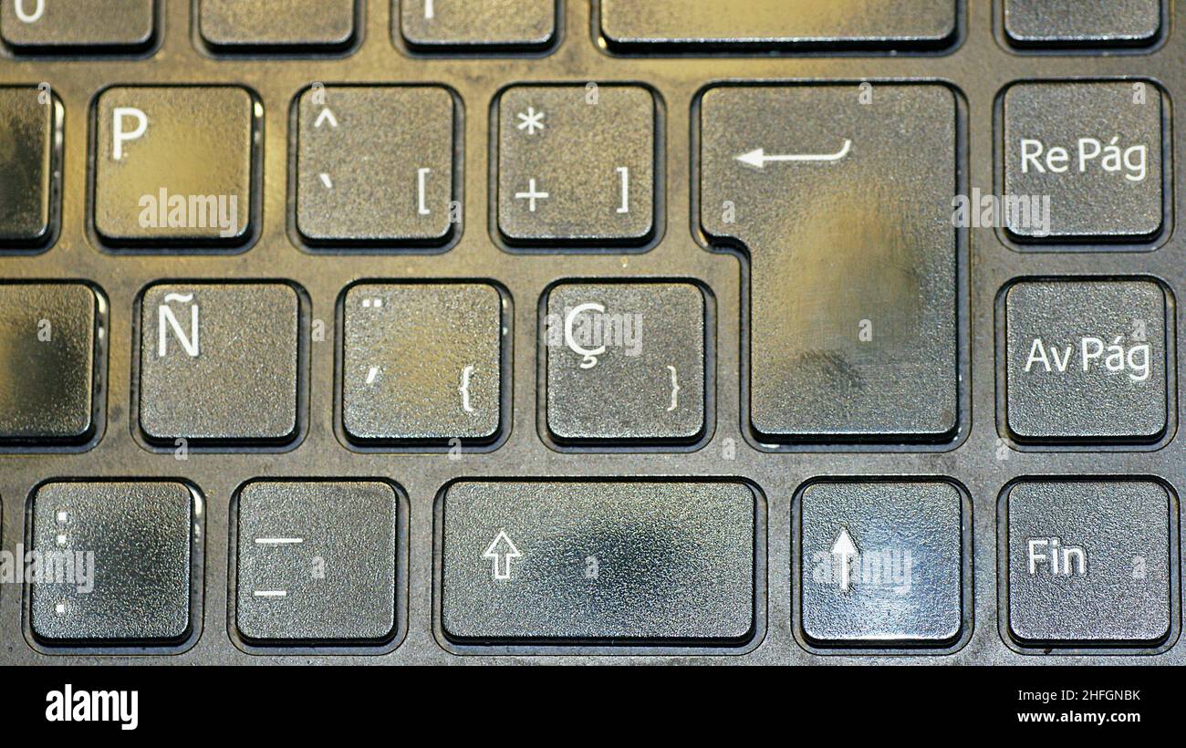 Used black keyboard of a desktop computer Stock Photo - Alamy