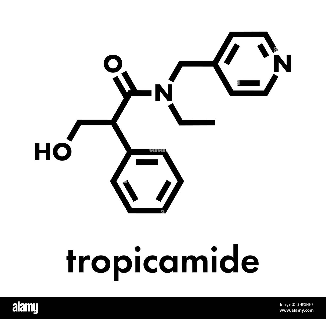 Tropicamide mydriatic eye drug molecule. Skeletal formula Stock Vector ...