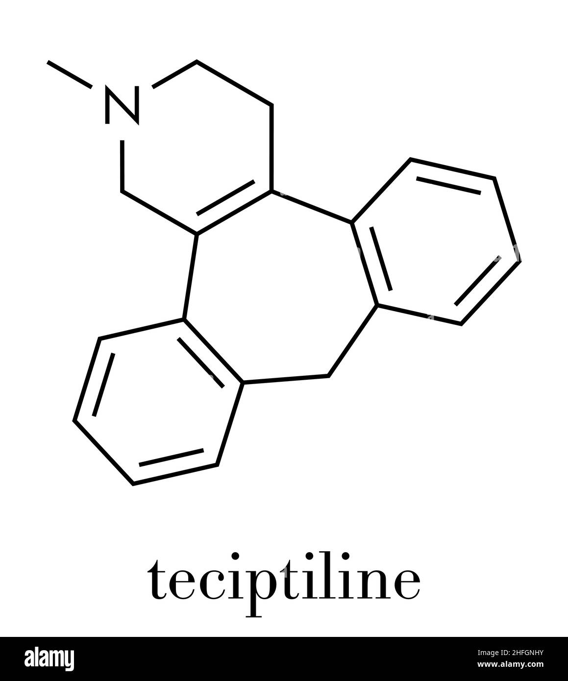 Setiptiline (also known as teciptiline) antidepressant drug molecule ...