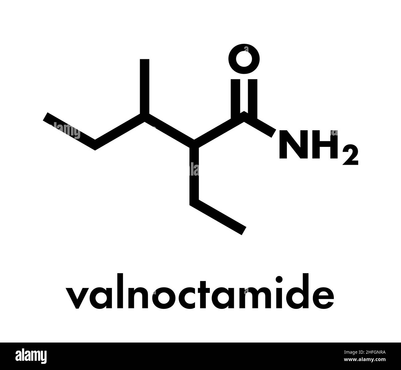 Valnoctamide sedative drug molecule. Skeletal formula Stock Vector ...
