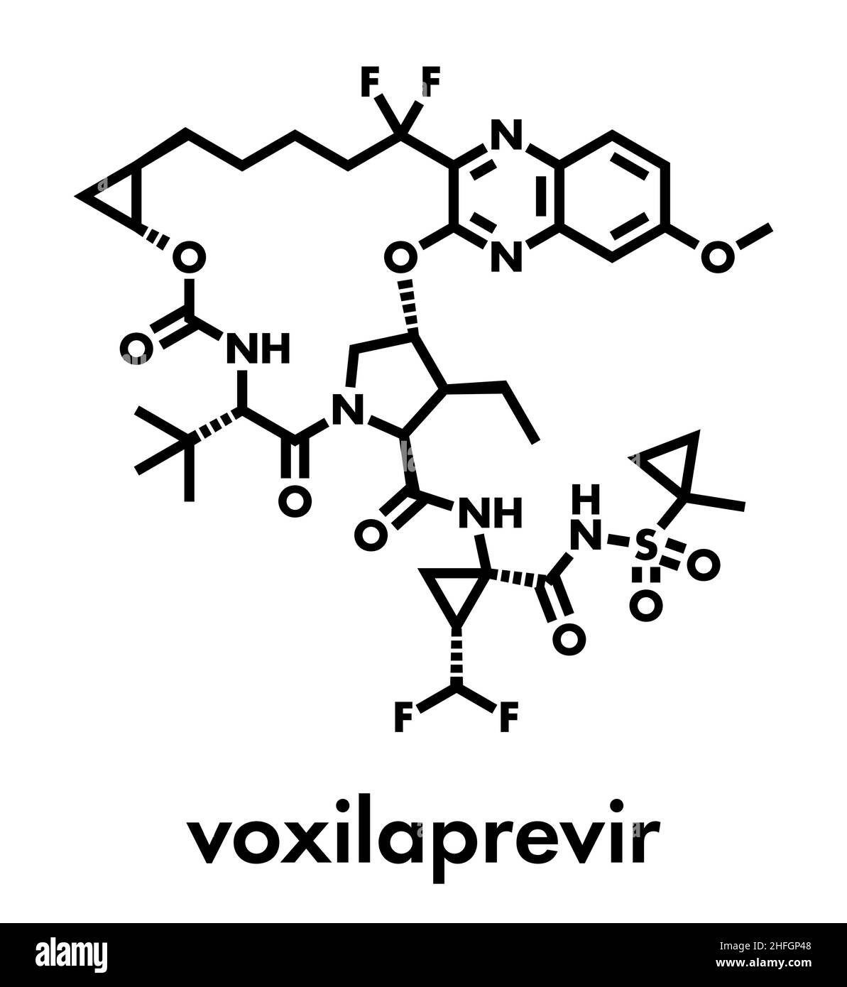 Voxilaprevir hepatitis C drug molecule. Skeletal formula Stock Vector ...