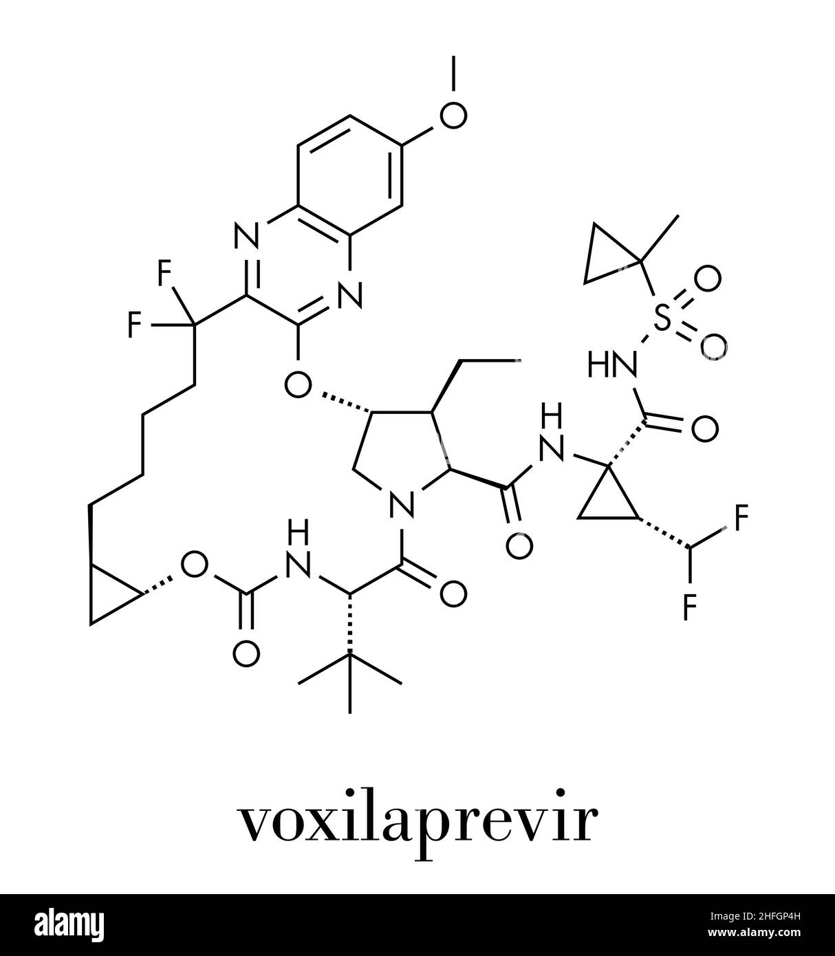 Voxilaprevir hepatitis C drug molecule. Skeletal formula Stock Vector ...