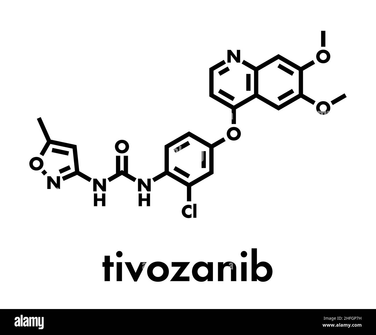 Tivozanib cancer drug molecule. Skeletal formula Stock Vector Image ...