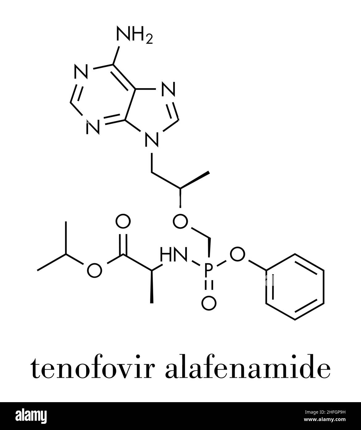 Tenofovir alafenamide antiviral drug molecule (prodrug of tenofovir ...