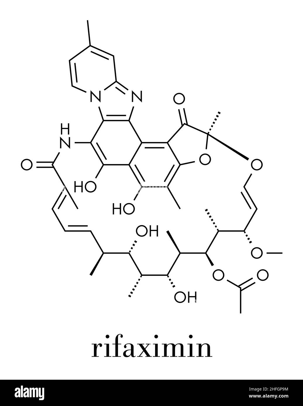 Rifaximin antibiotic drug molecule. Skeletal formula Stock Vector Image ...