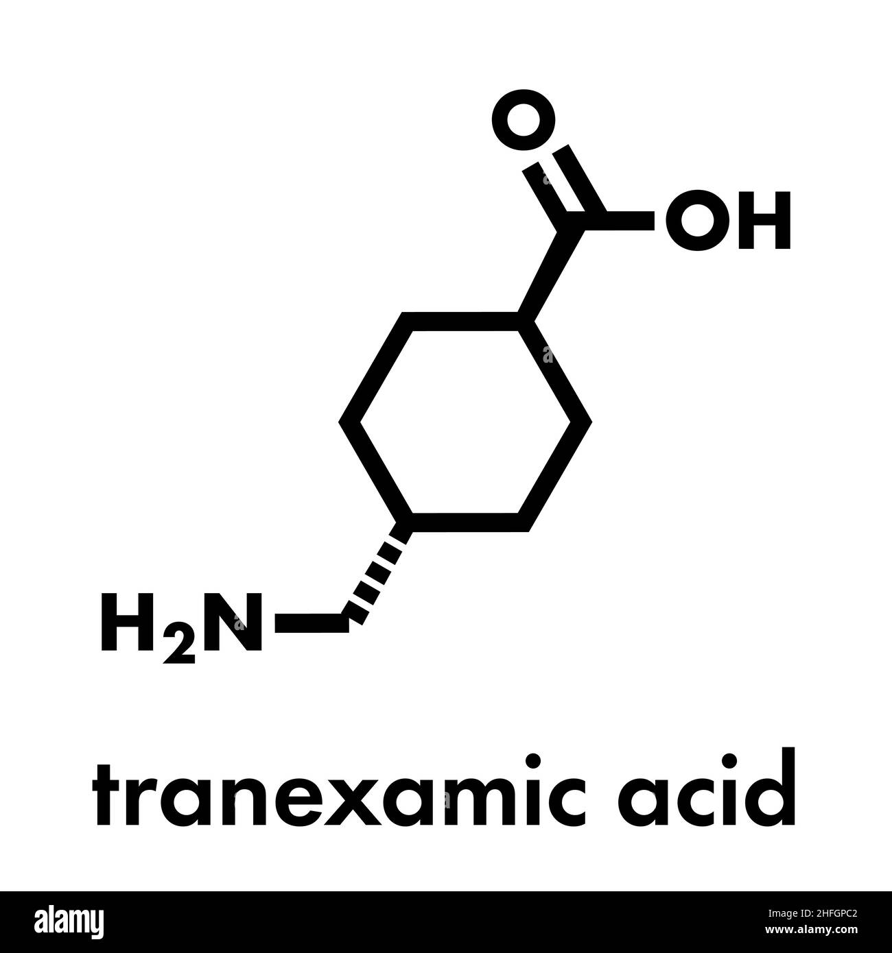 Tranexamic acid antifibrinolytic drug molecule. Prevents excessive ...