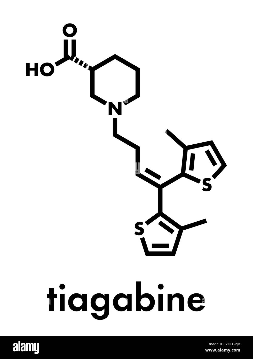 Tiagabine epilepsy drug molecule. Skeletal formula Stock Vector Image ...