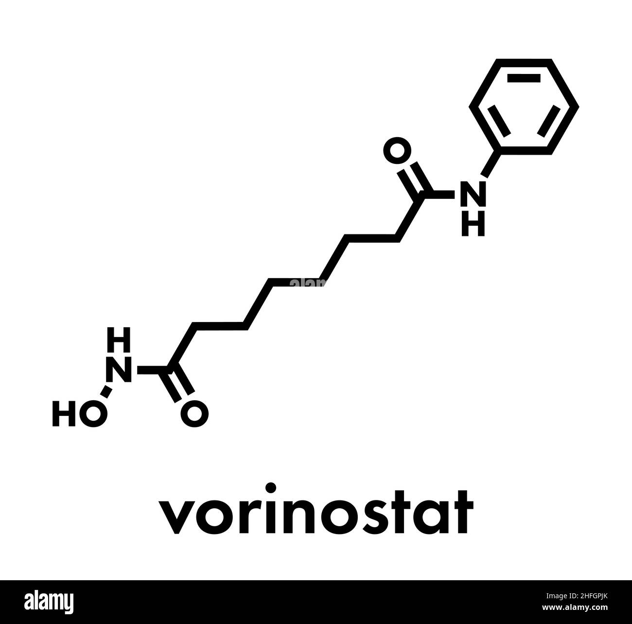 Vorinostat cutaneous T cell lymphoma drug molecule. Acts as histone ...
